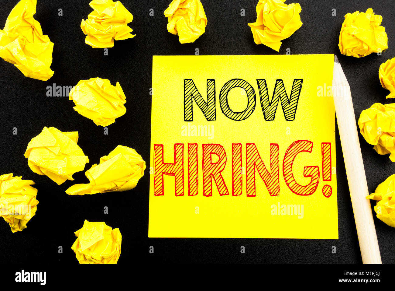 Handwritten text showing Now Hiring. Business concept writing for Hire ...