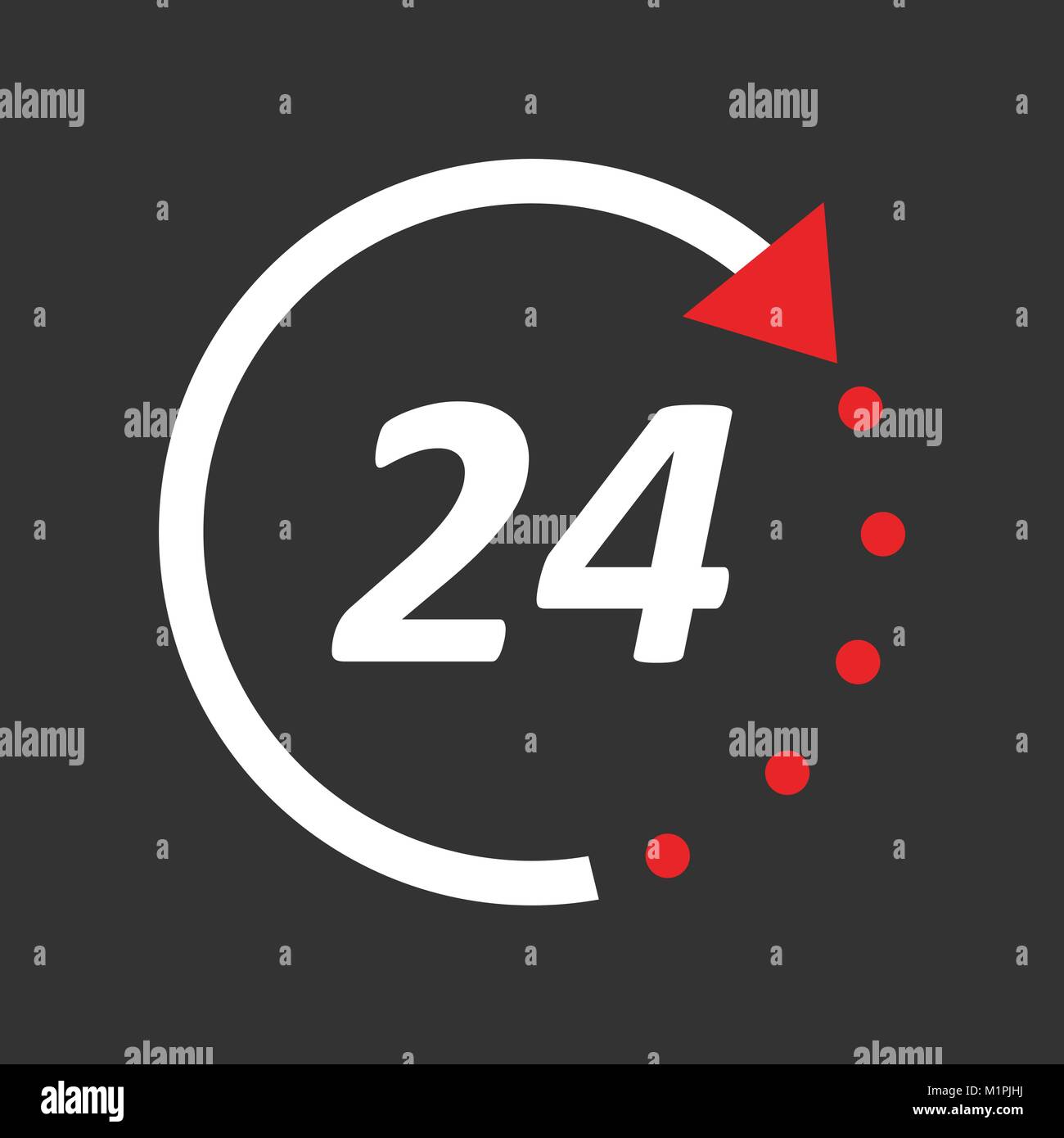 Time icon. Flat vector illustration 24 hours on black background Stock ...