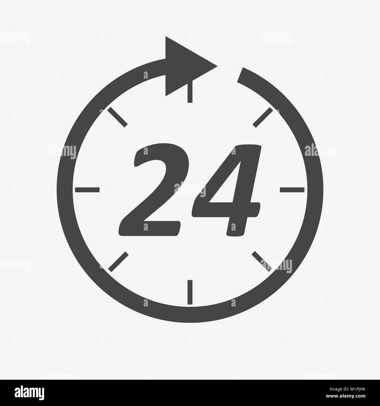 Time icon. Flat vector illustration 24 hours on white background Stock ...