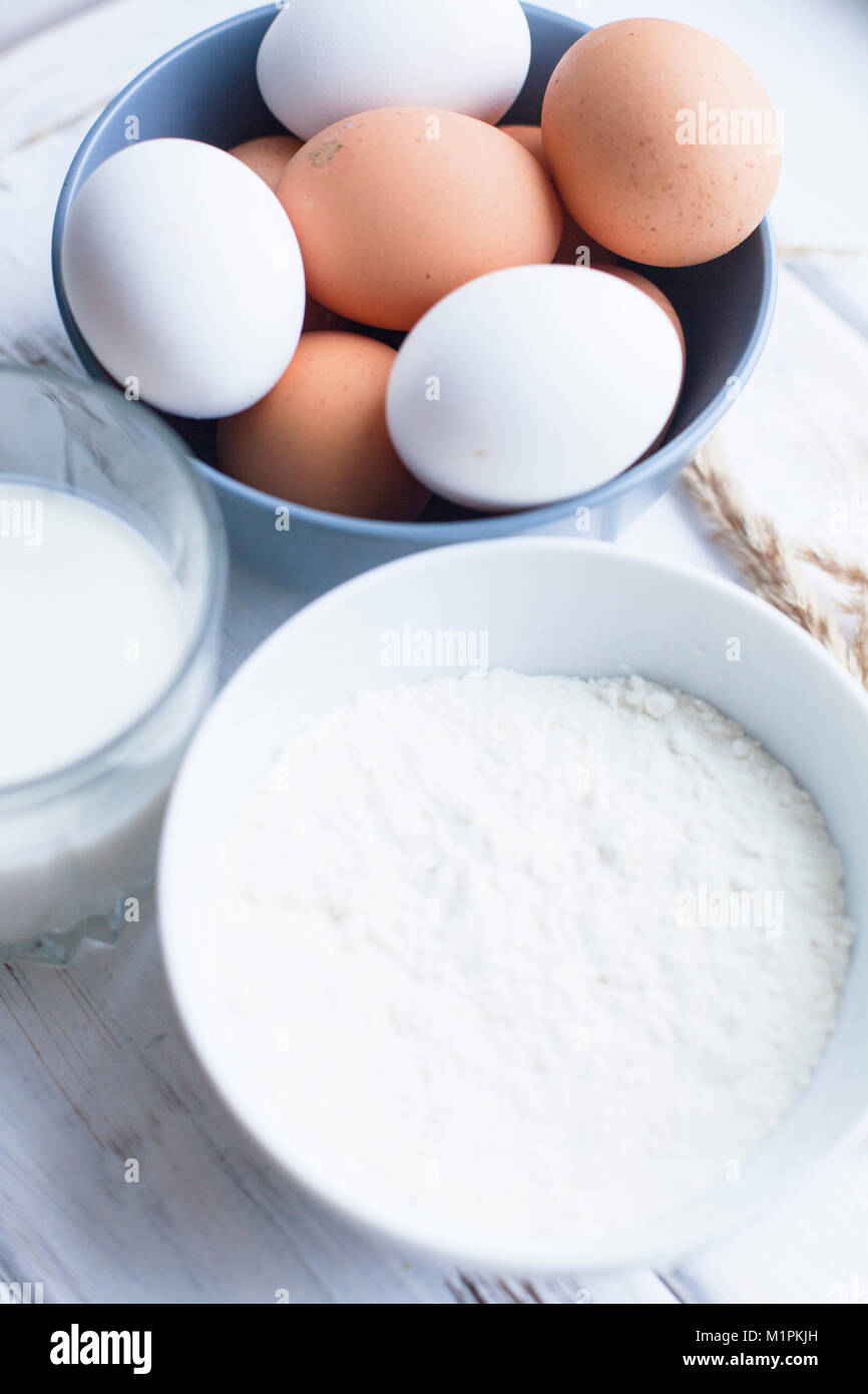 Milk products and raw eggs hi-res stock photography and images - Alamy