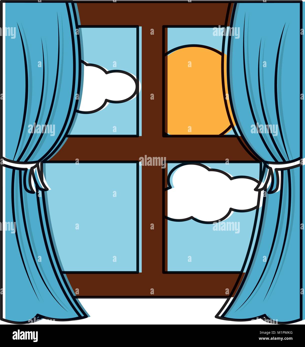 Window beautiful curtains open Stock Vector Images - Alamy