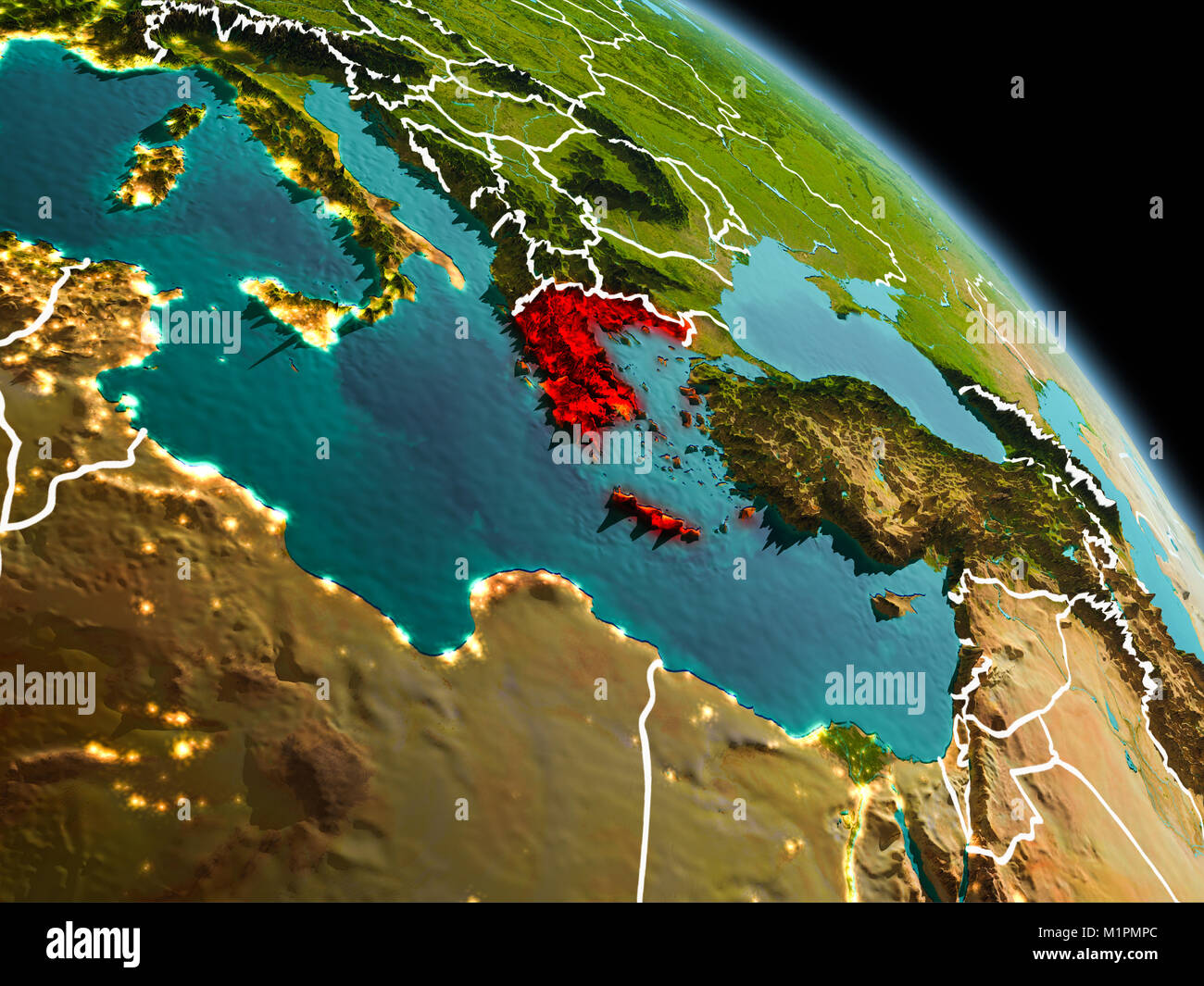 Highlighted satellite image of greece hi-res stock photography and ...