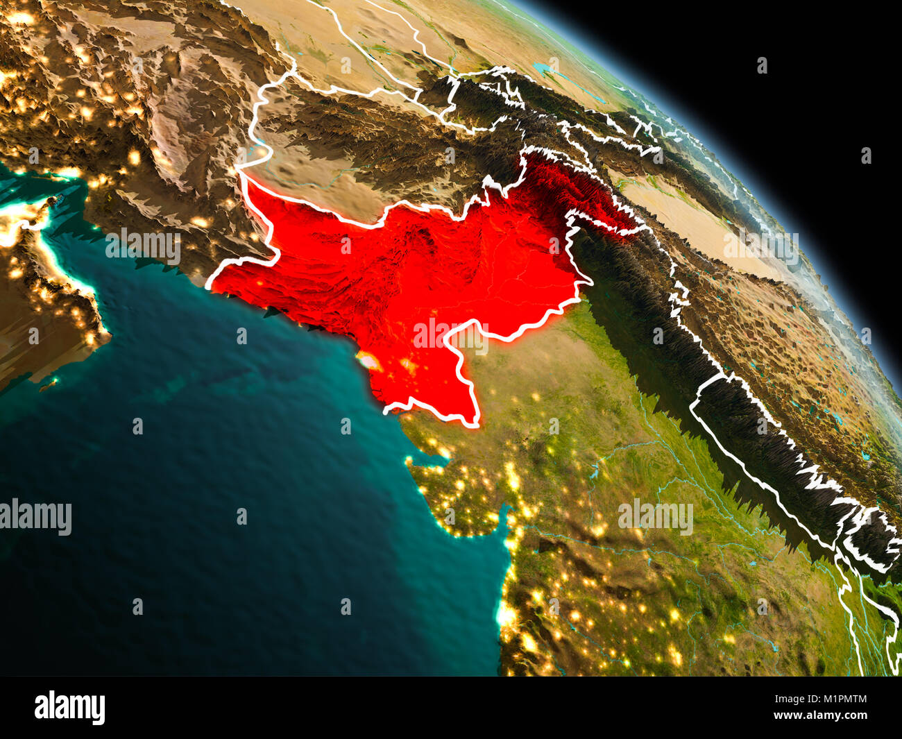 Highlighted satellite image of pakistan hi-res stock photography and ...