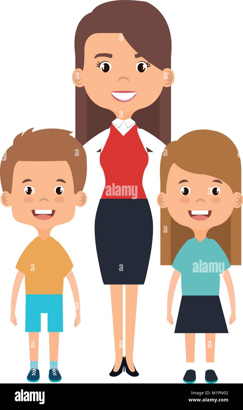 cute mother with kids avatars characters Stock Vector Image & Art - Alamy