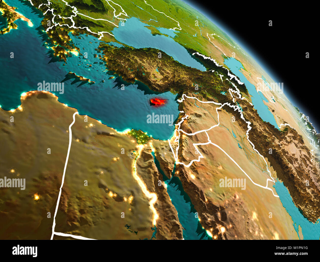 Highlighted satellite image of cyprus hi-res stock photography and ...