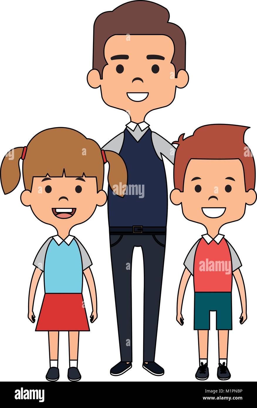 cute father with kids avatars characters Stock Vector Image & Art - Alamy