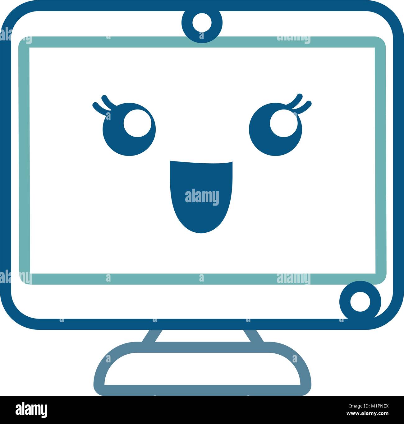 Monitor computer kawaii character vector hi-res stock photography and ...