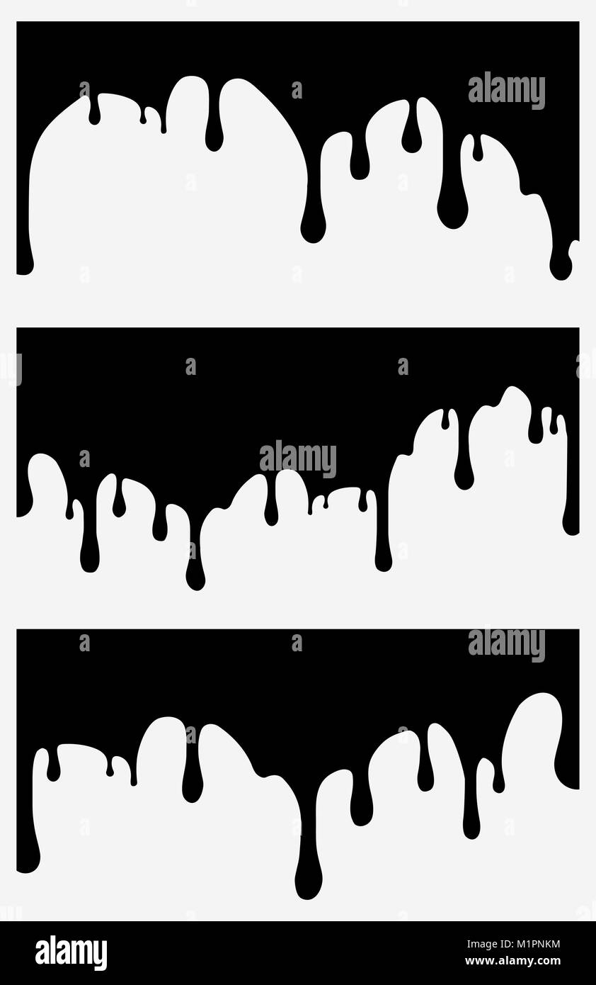 Set of 3 black paint drips. Vector illustration for your design Stock ...