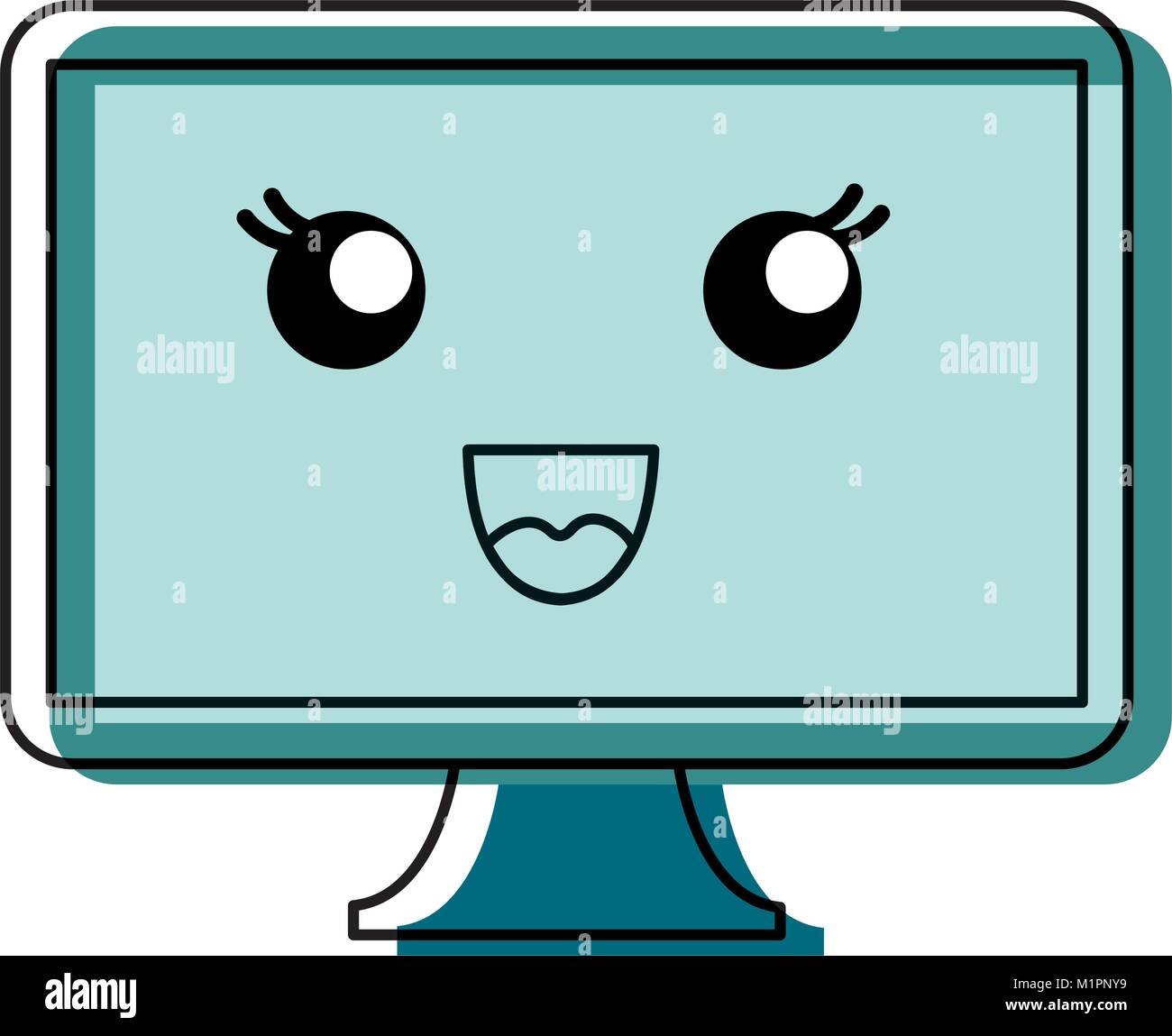 kawaii computer monitor icon Stock Vector Image & Art - Alamy