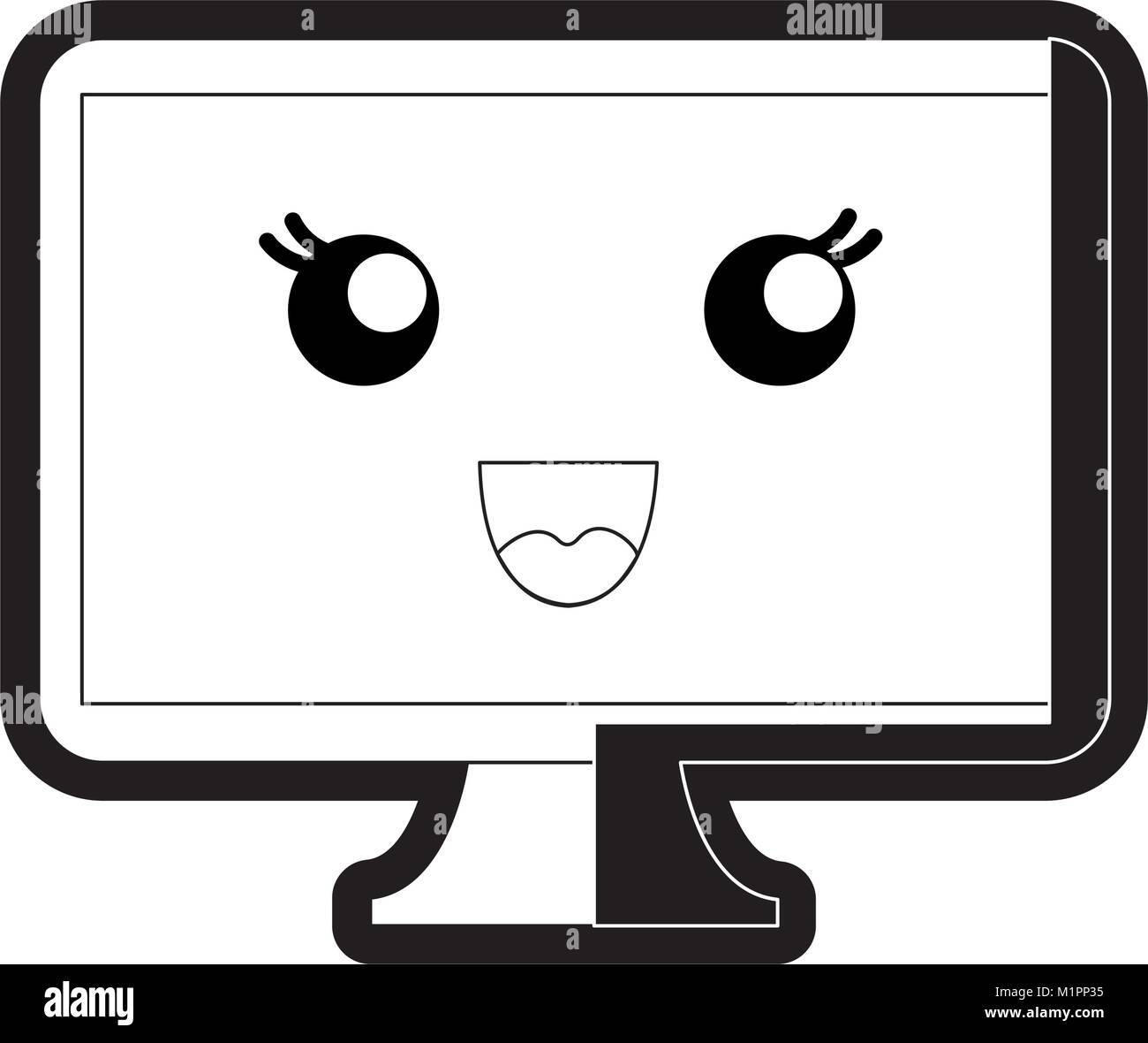 kawaii computer monitor icon Stock Vector Image & Art - Alamy