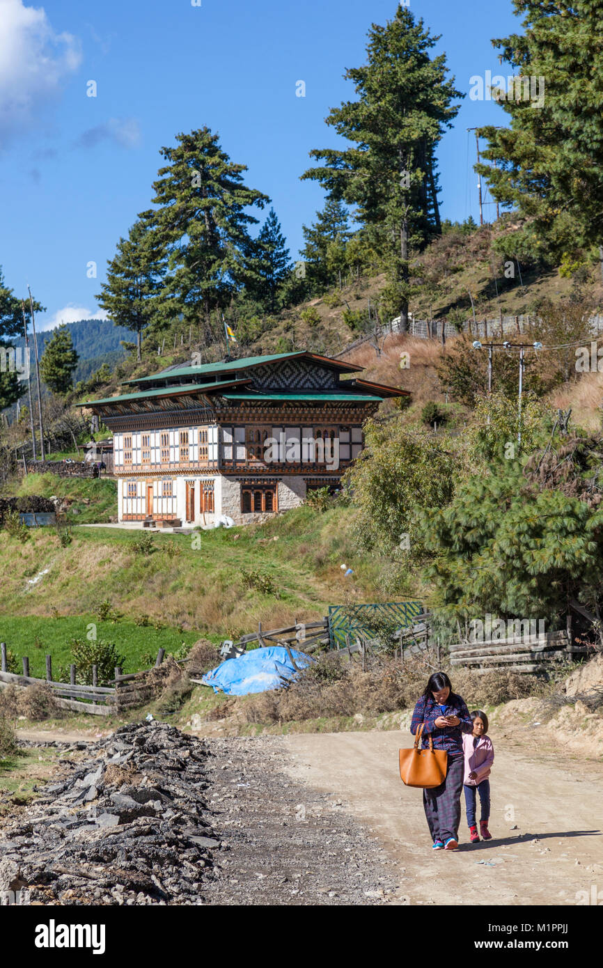 Bumthang, Bhutan. Middle-class Rural House near Prakhar, Chumey Valley ...