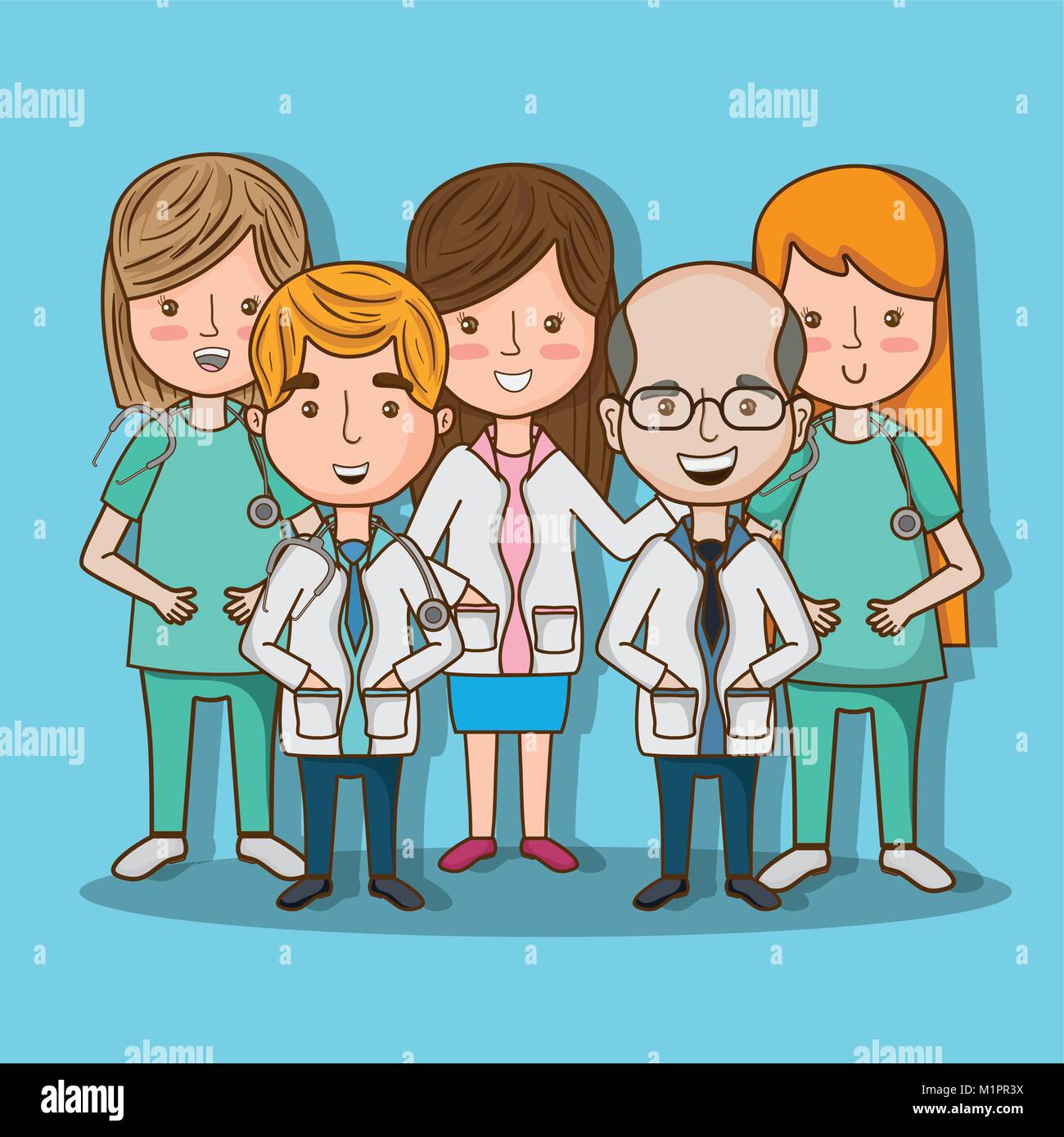 professional doctors with stethoscope tool and uniform vector ...