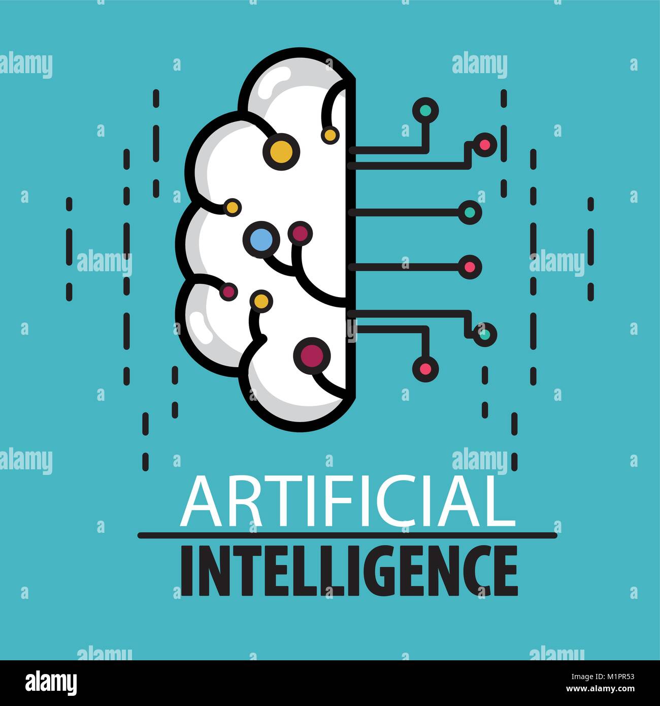 artificial brain circuits science intelligence vector illustration ...
