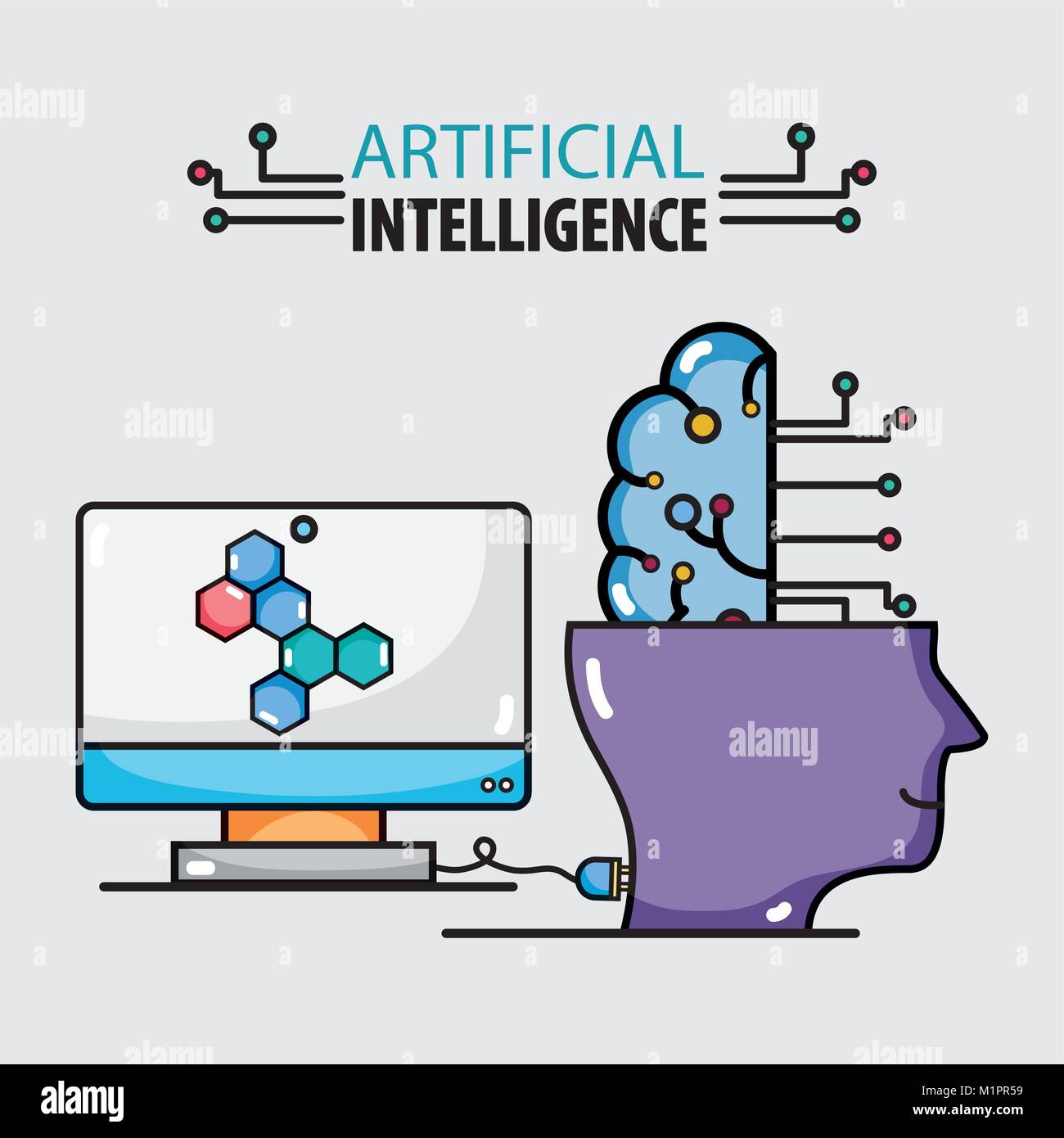 computer tecnology connection with artificial intelligence vector ...