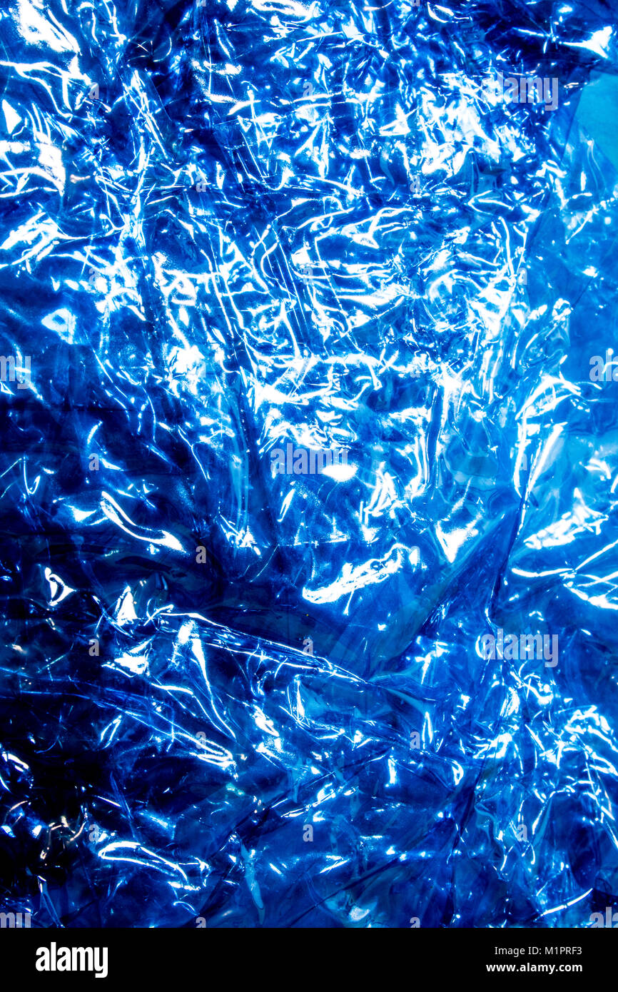 Plastic Shiny See Through Abstract Shimmer Creased Background Blue ...