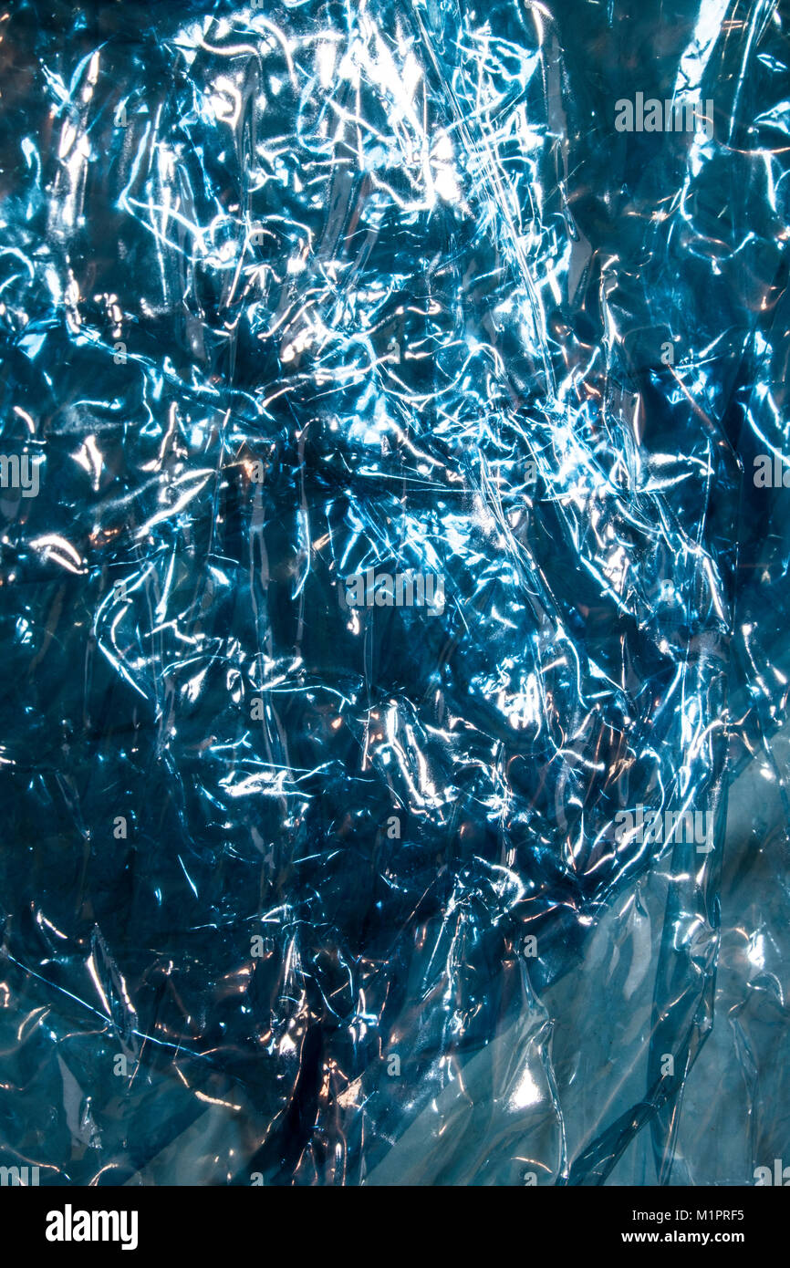 Plastic Shiny See Through Abstract Shimmer Creased Background Blue ...
