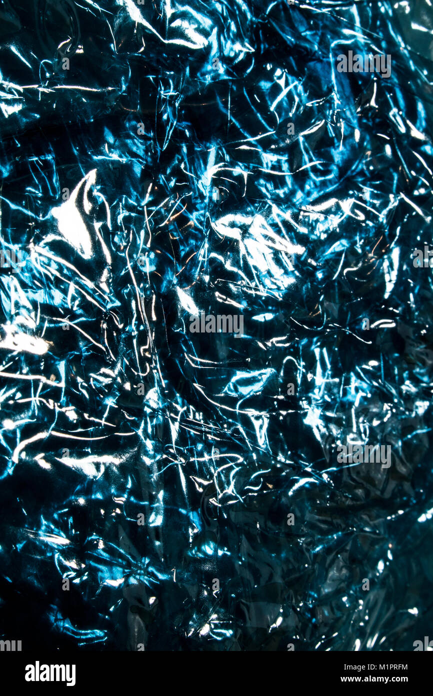 Plastic Shiny See Through Abstract Shimmer Creased Background Blue ...