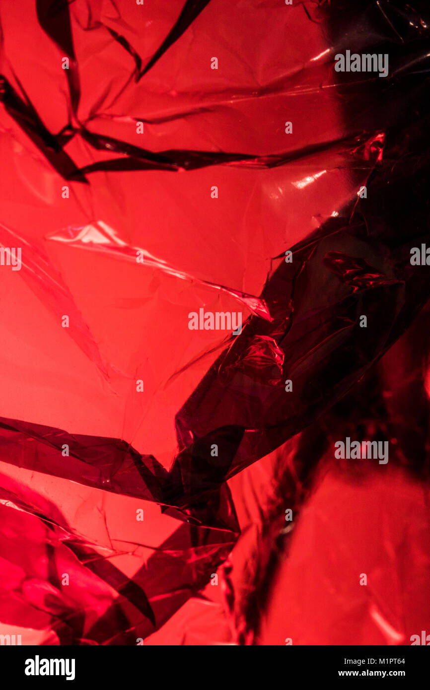 Plastic Shiny See Through Abstract Shimmer Creased Background red Stock ...