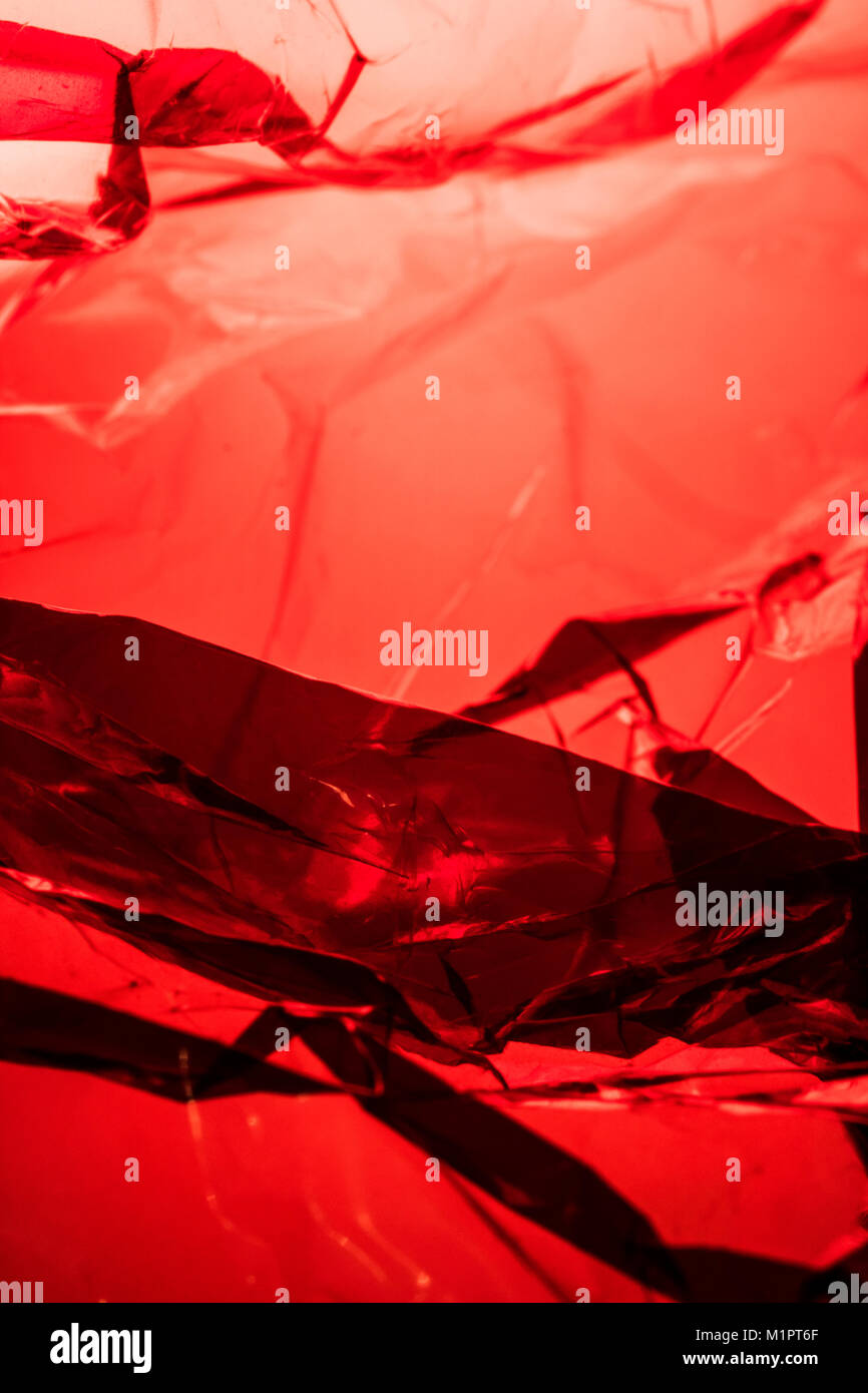 Plastic Shiny See Through Abstract Shimmer Creased Background red Stock ...