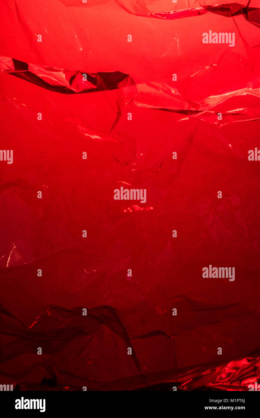 Plastic Shiny See Through Abstract Shimmer Creased Background red Stock ...