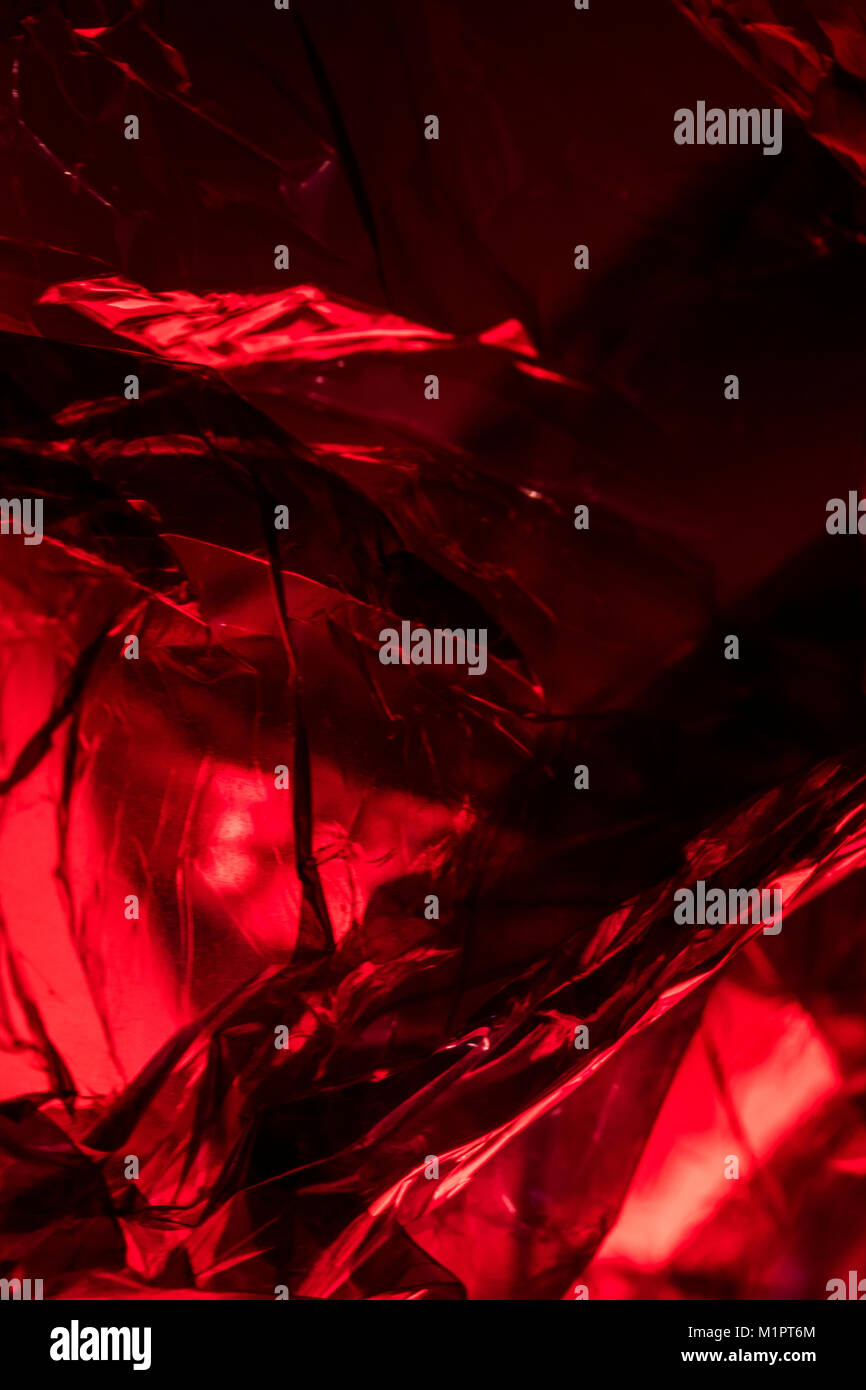 Plastic Shiny See Through Abstract Shimmer Creased Background red Stock ...