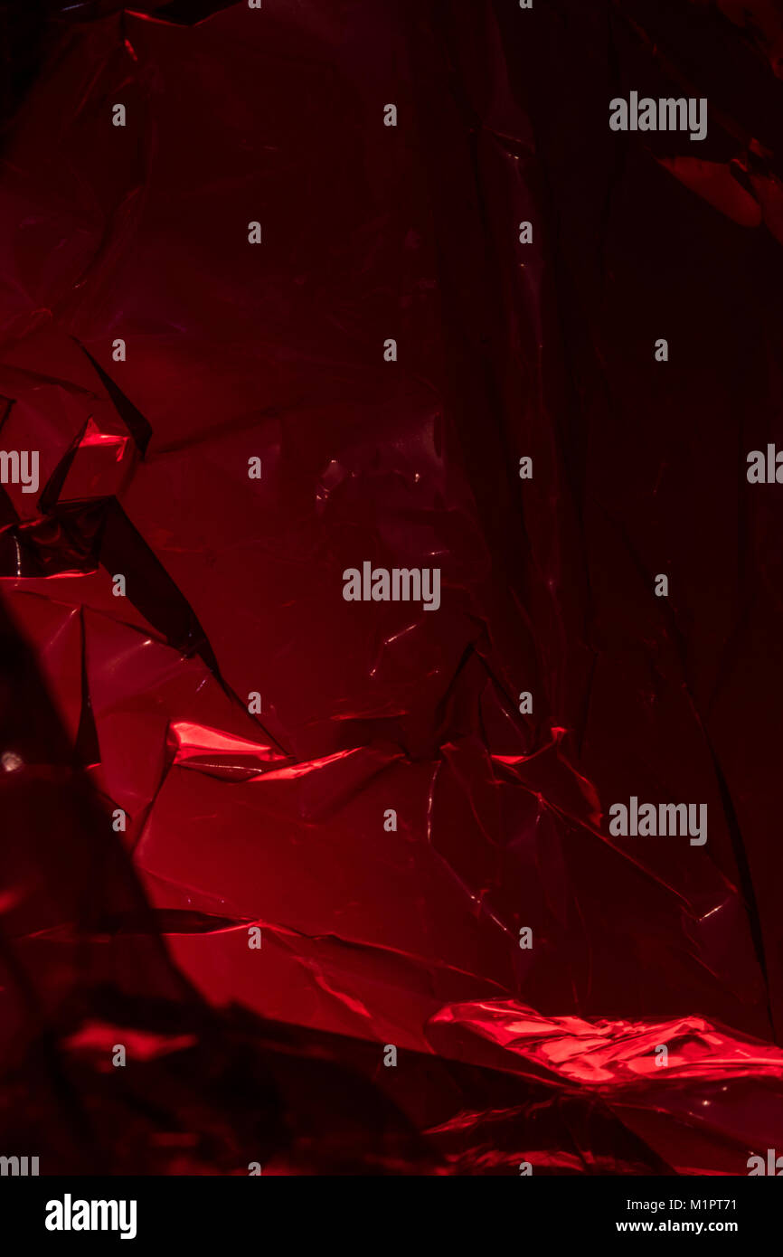 Plastic Shiny See Through Abstract Shimmer Creased Background red Stock ...