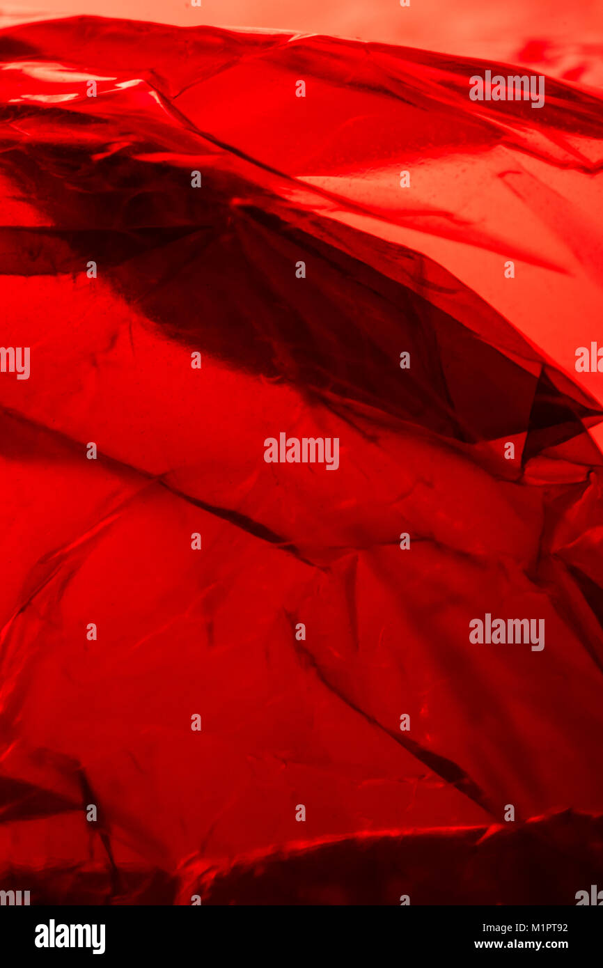 Plastic Shiny See Through Abstract Shimmer Creased Background red Stock ...