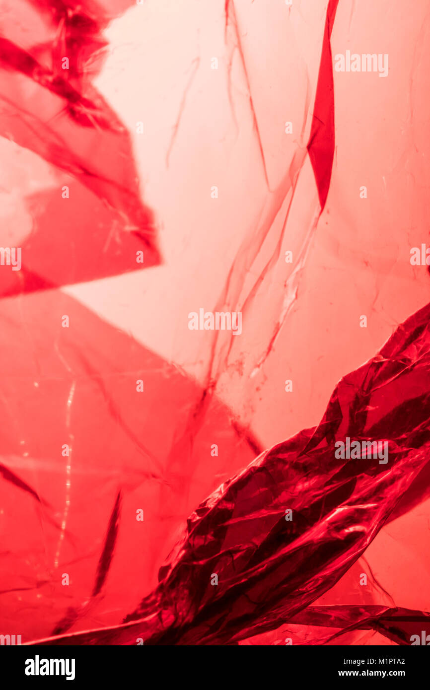Plastic Shiny See Through Abstract Shimmer Creased Background red Stock ...
