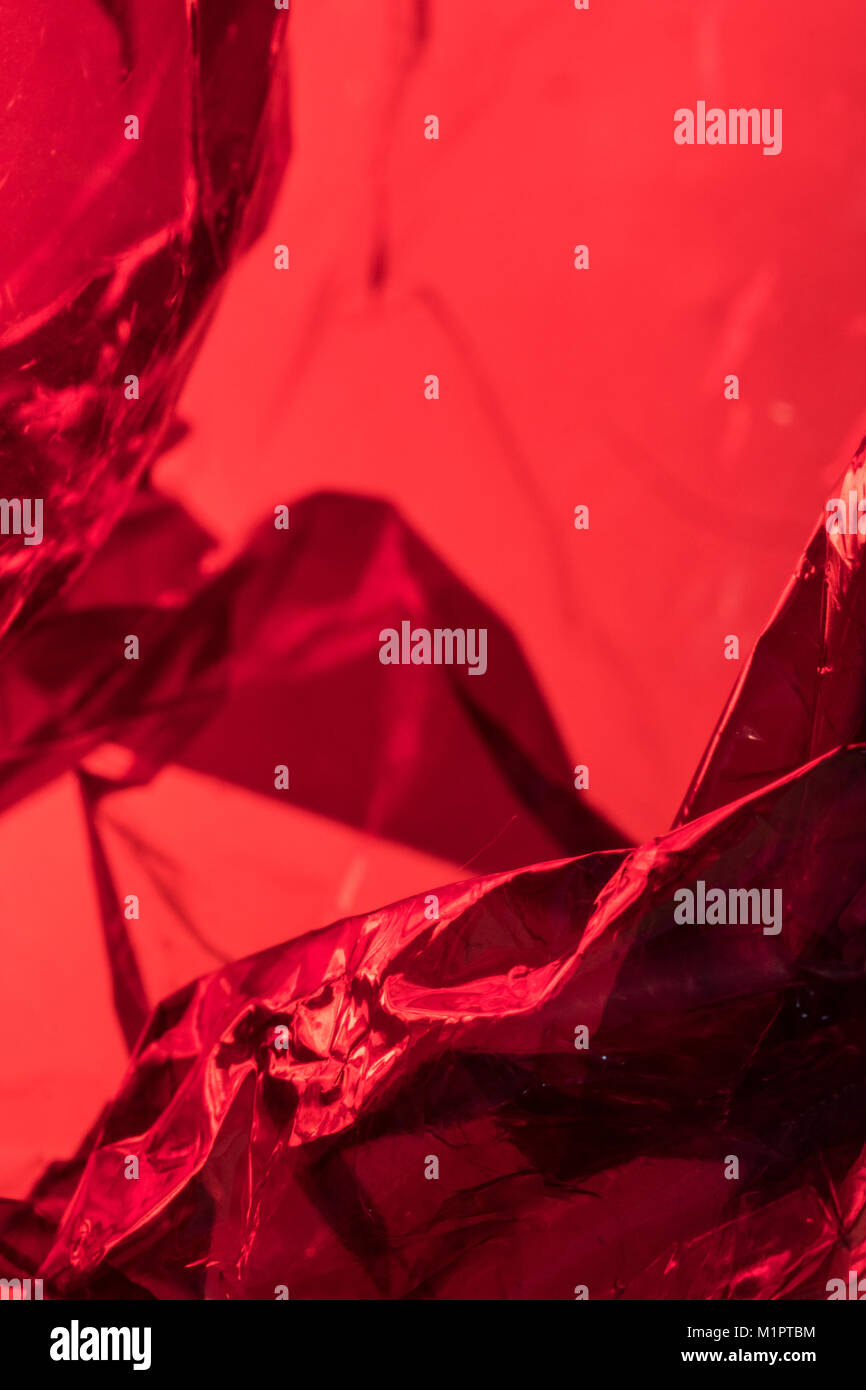Plastic Shiny See Through Abstract Shimmer Creased Background red Stock ...