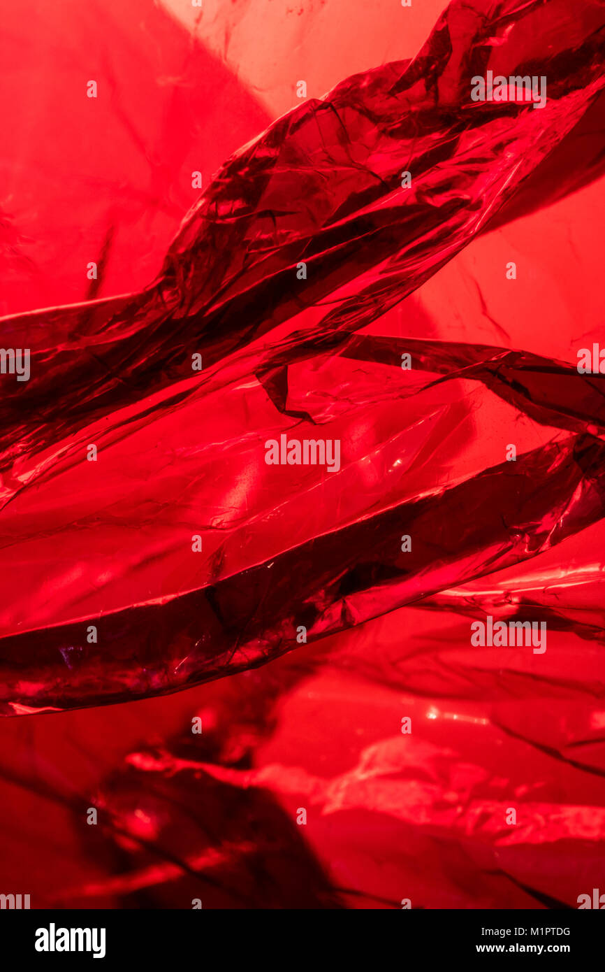 Plastic Shiny See Through Abstract Shimmer Creased Background red Stock ...