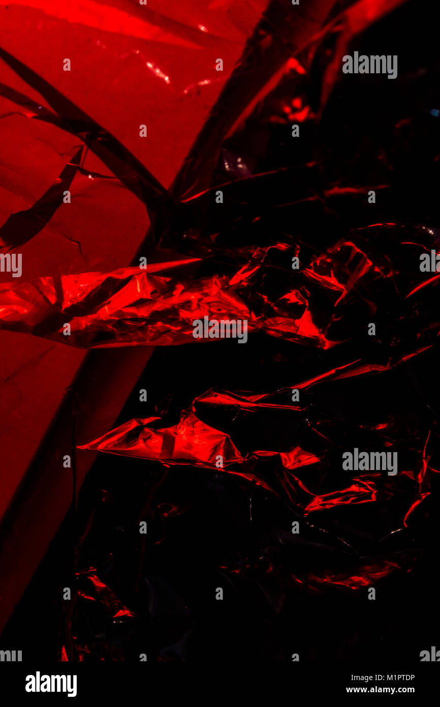 Plastic Shiny See Through Abstract Shimmer Creased Background red Stock ...