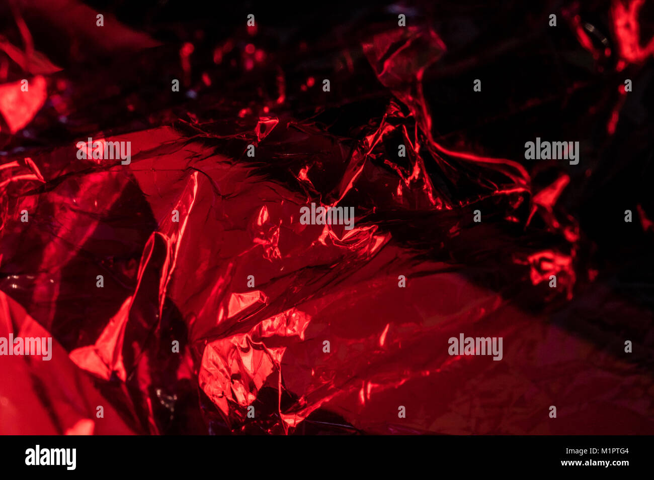 Plastic Shiny See Through Abstract Shimmer Creased Background red Stock ...