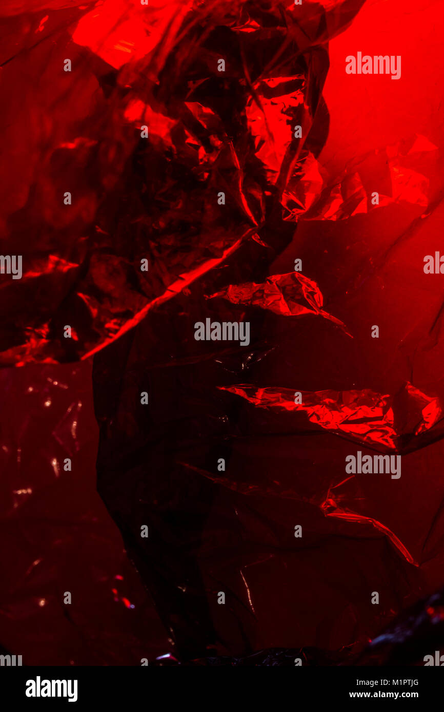 Plastic Shiny See Through Abstract Shimmer Creased Background red Stock ...