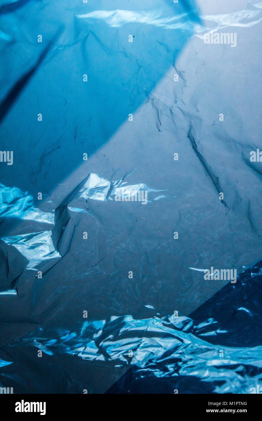 Plastic Shiny See Through Abstract Shimmer Creased Background Blue ...