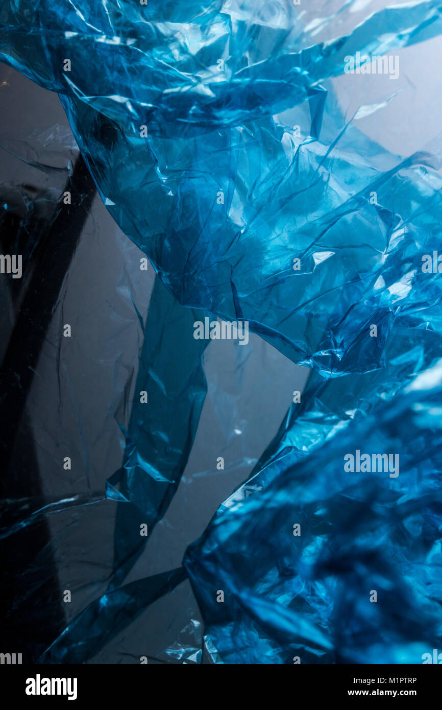 Plastic Shiny See Through Abstract Shimmer Creased Background Blue ...