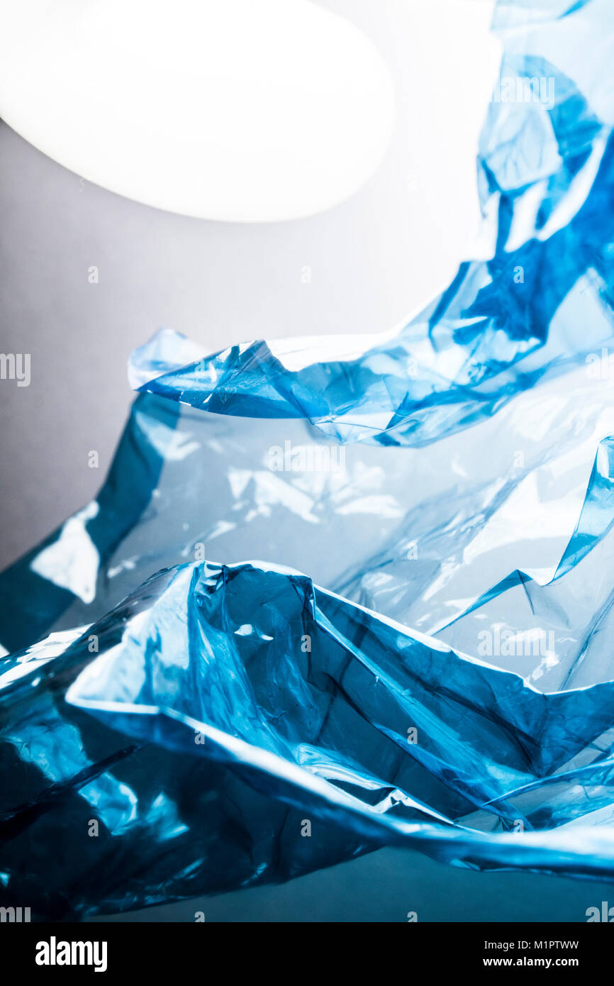 Plastic Shiny See Through Abstract Shimmer Creased Background Blue ...