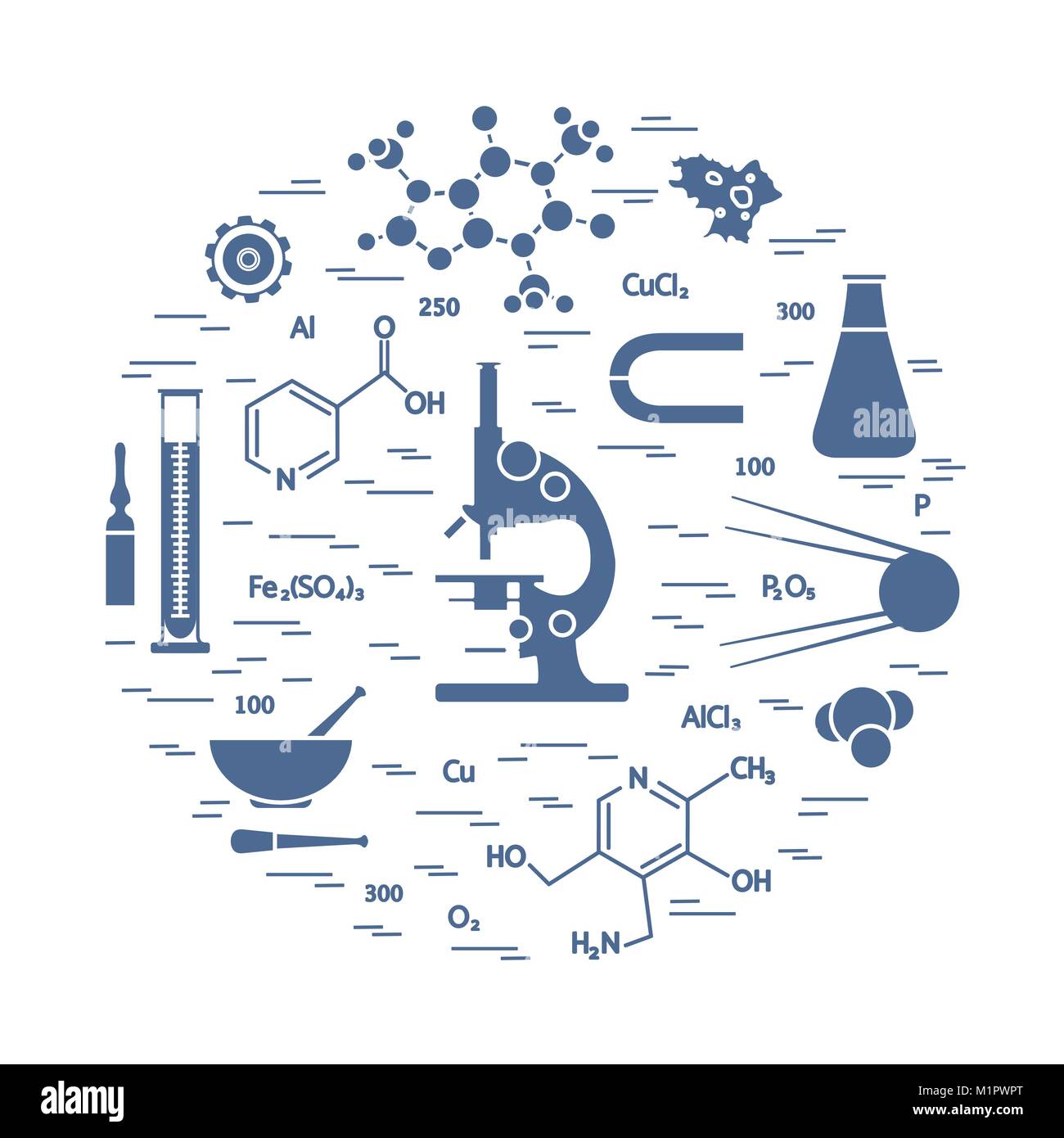 Stylized vector icon of variety scientific, education elements ...