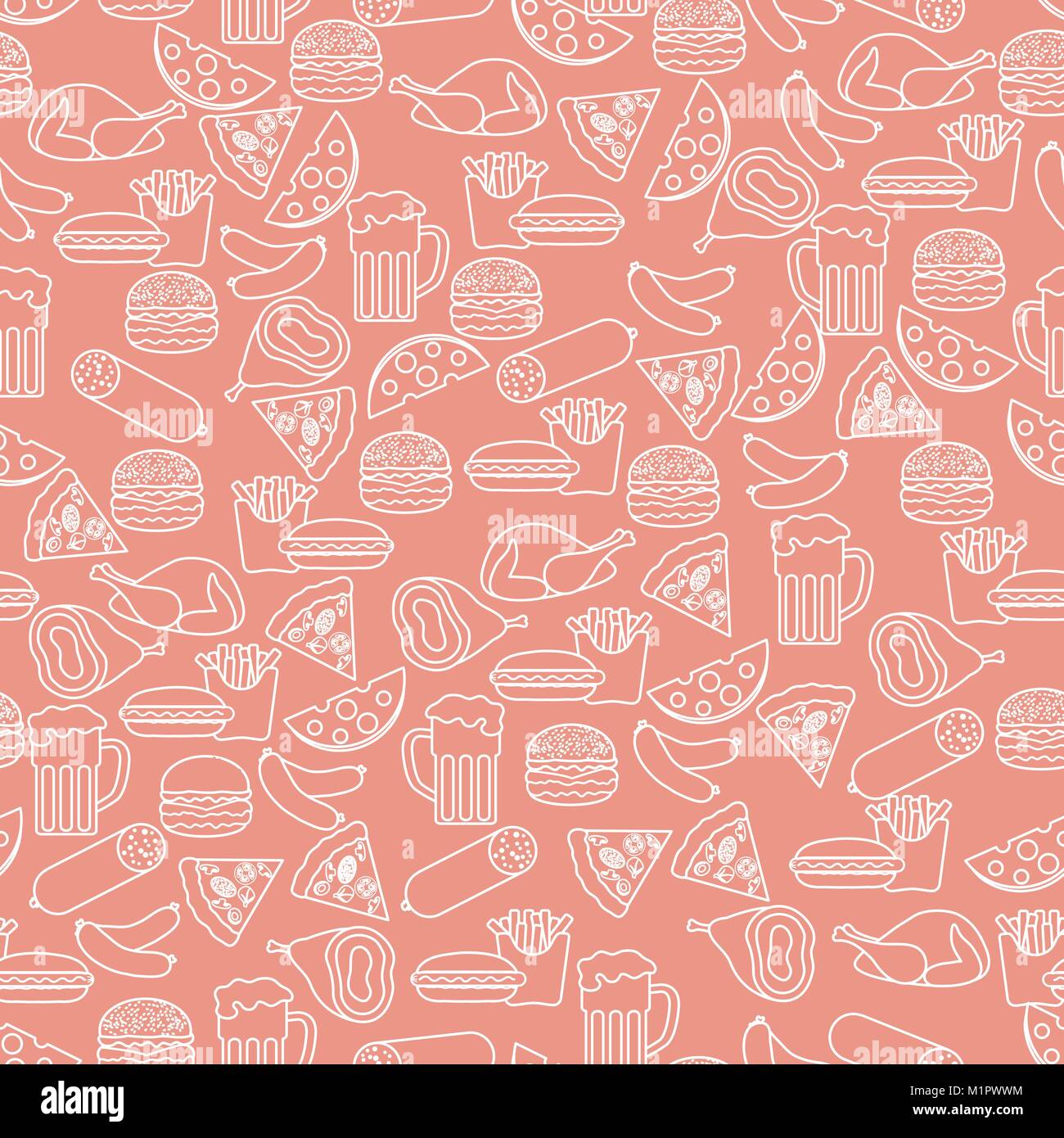 Seamless pattern with different foods. Design for banner and print ...
