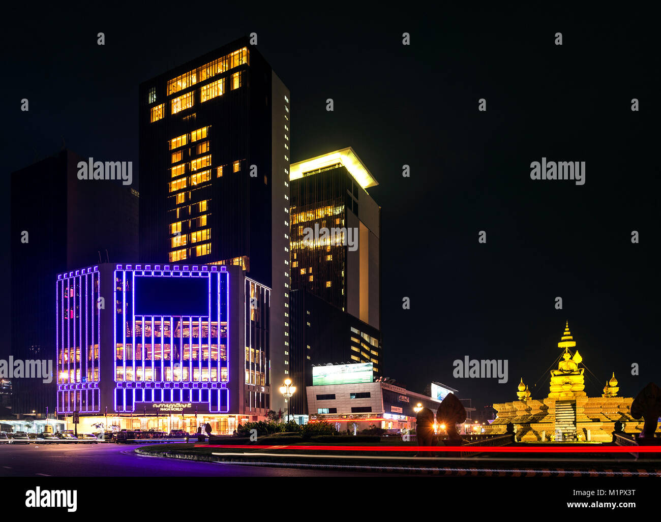 Nagaworld casino in central phnom penh city street cambodia at night ...