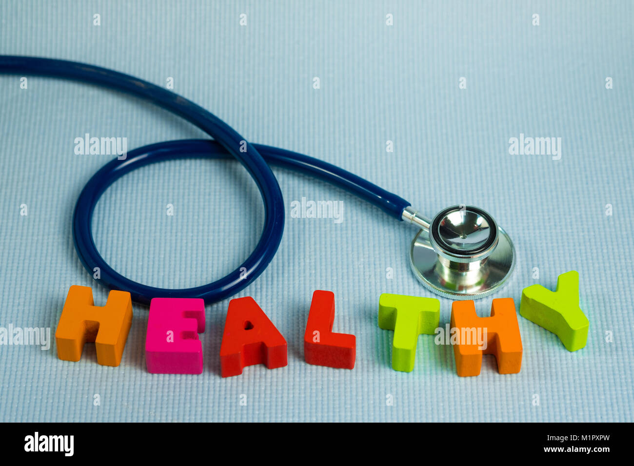 Text healthy alphabet with stethoscope, healthy and health care concept ...