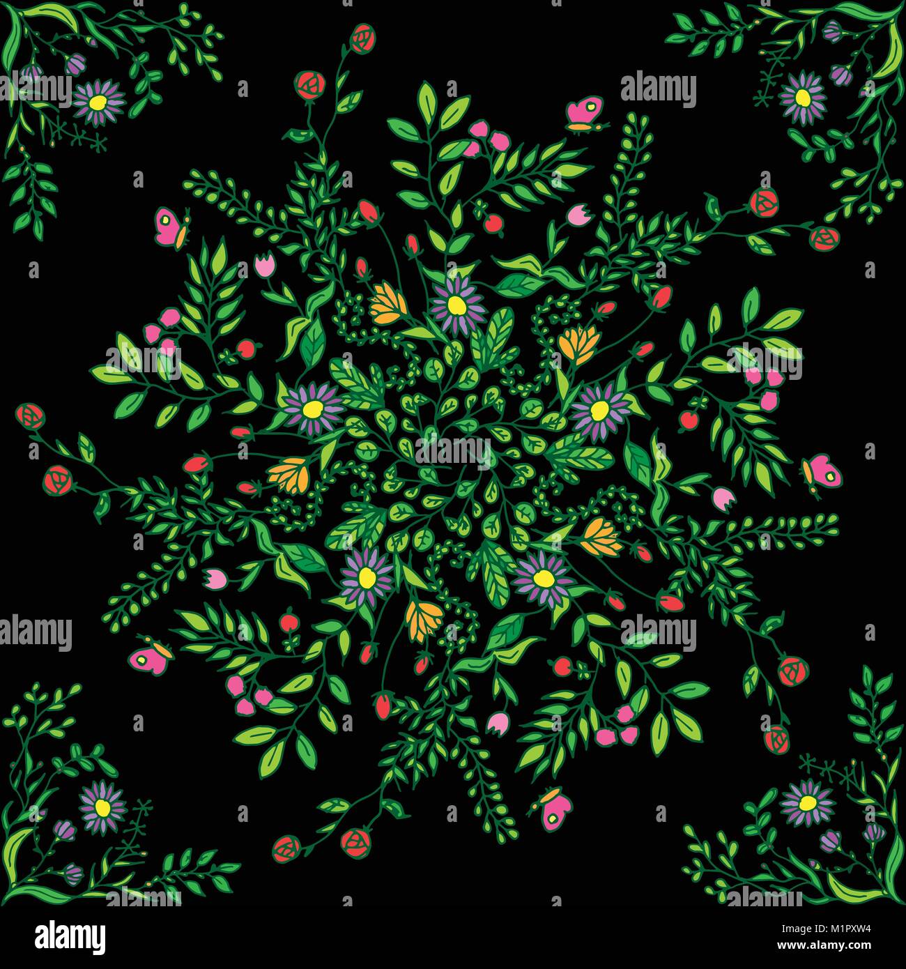 Beautiful circular floral seamless pattern. Ornamental round lace ...