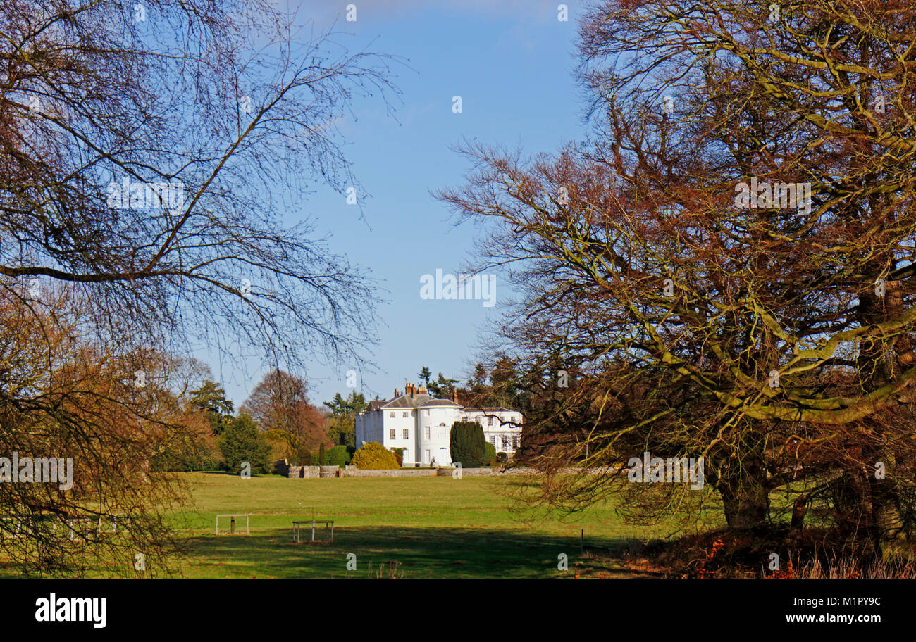 A view across parkland to the 18th century Westwick House in the ...