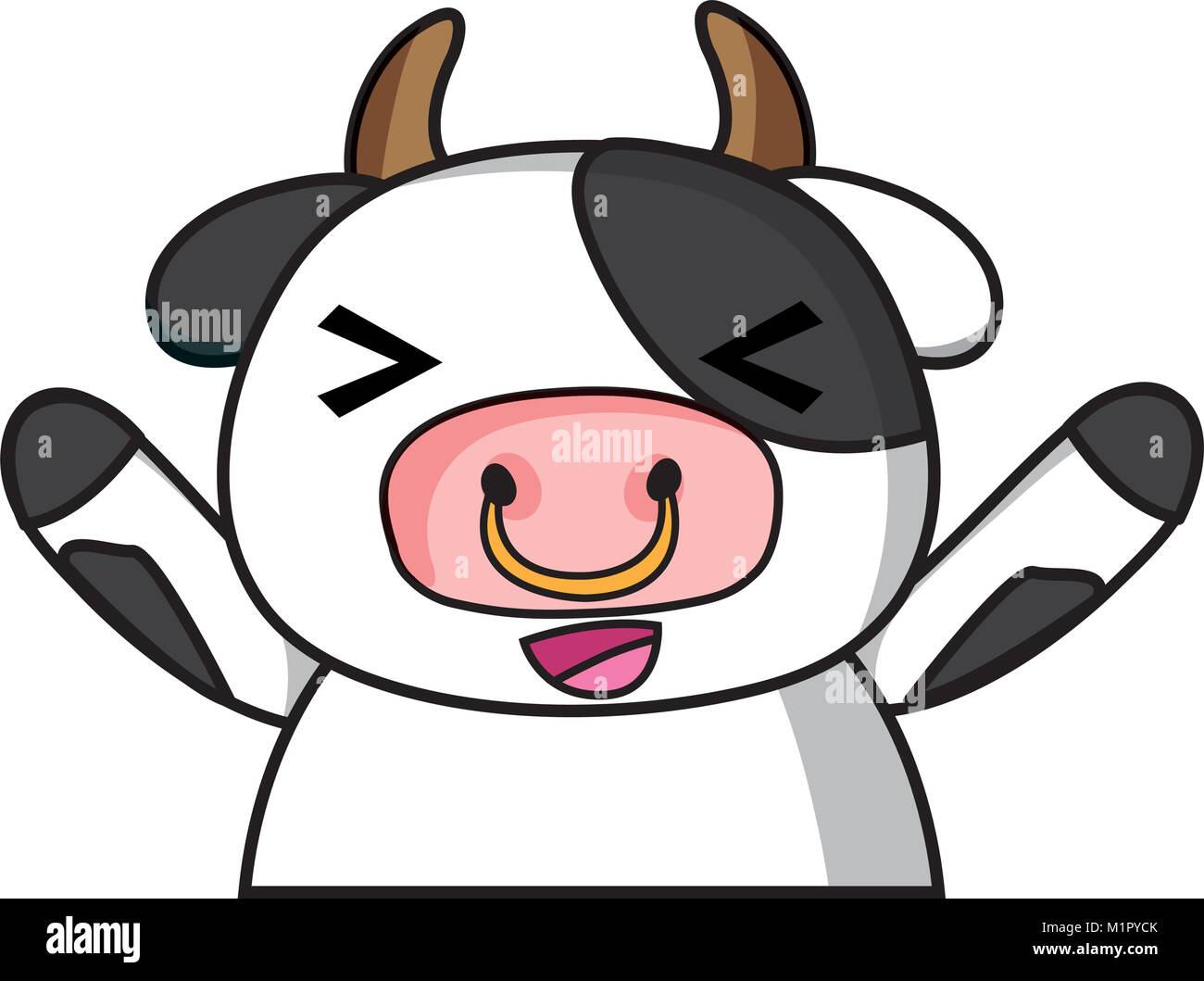 adorable and cheerful cow wild animal Stock Vector Image & Art - Alamy