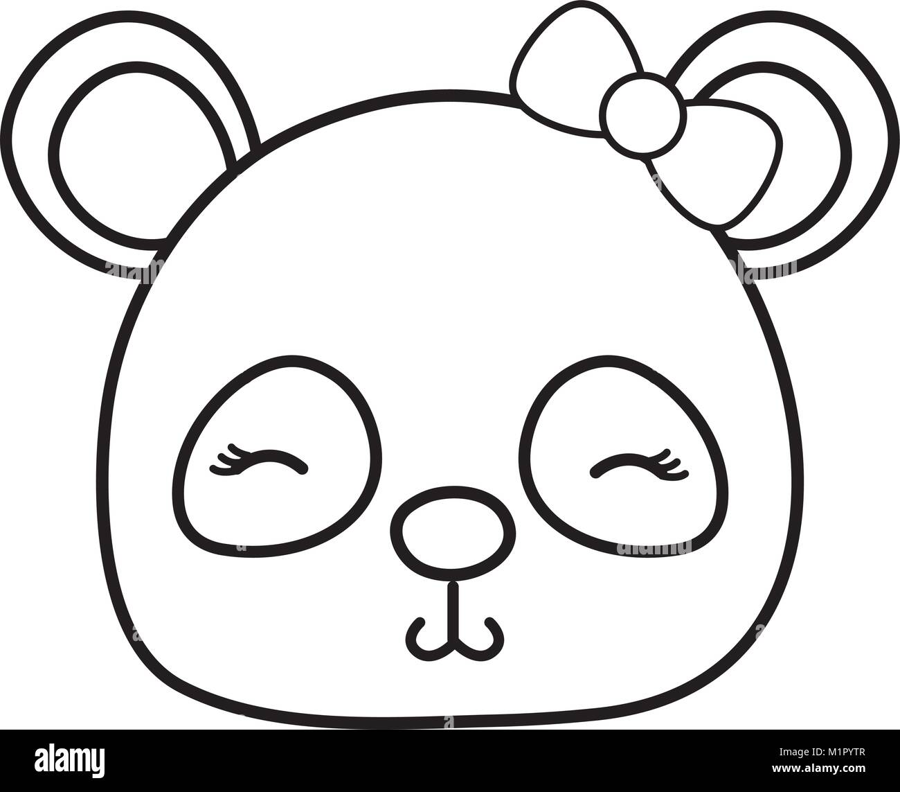 line shy panda head female wild animal Stock Vector Image & Art - Alamy