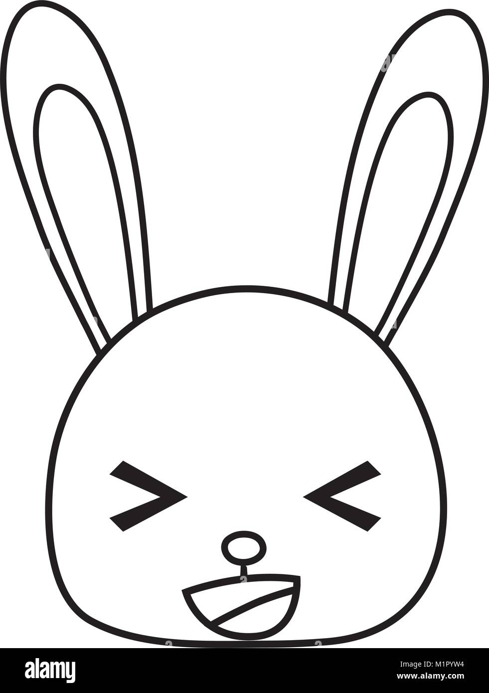 line happy rabbit head wild animal Stock Vector Image & Art - Alamy