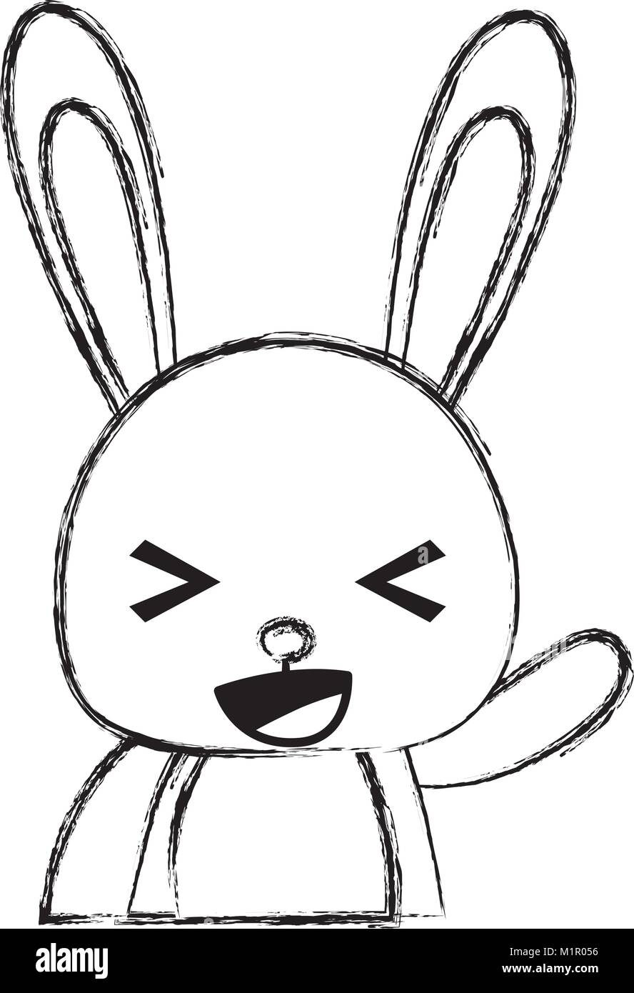 grunge adorable and cheerful rabbit wild animal Stock Vector Image ...