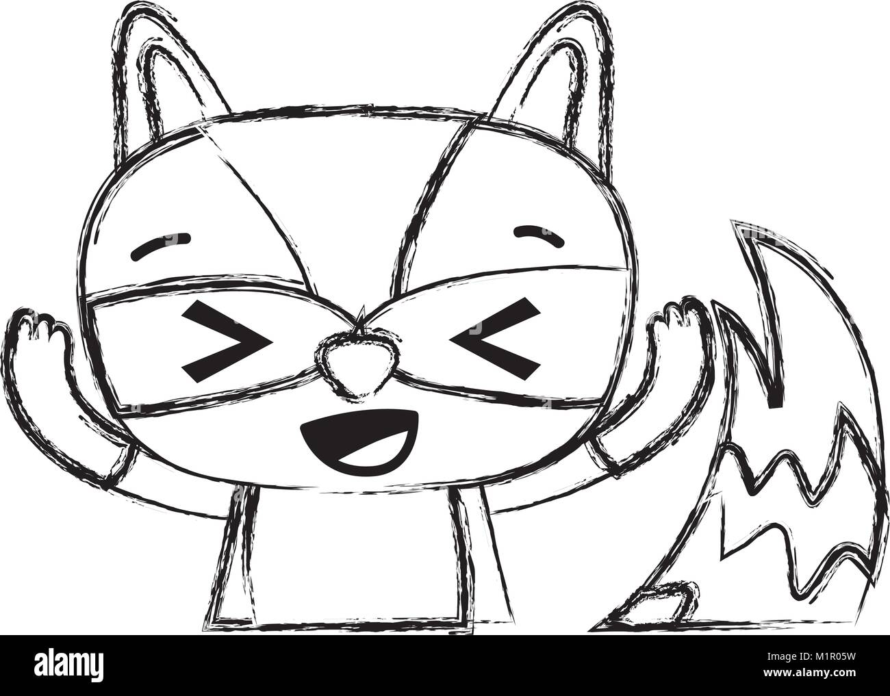 grunge adorable and glad raccoon wild animal Stock Vector Image & Art ...