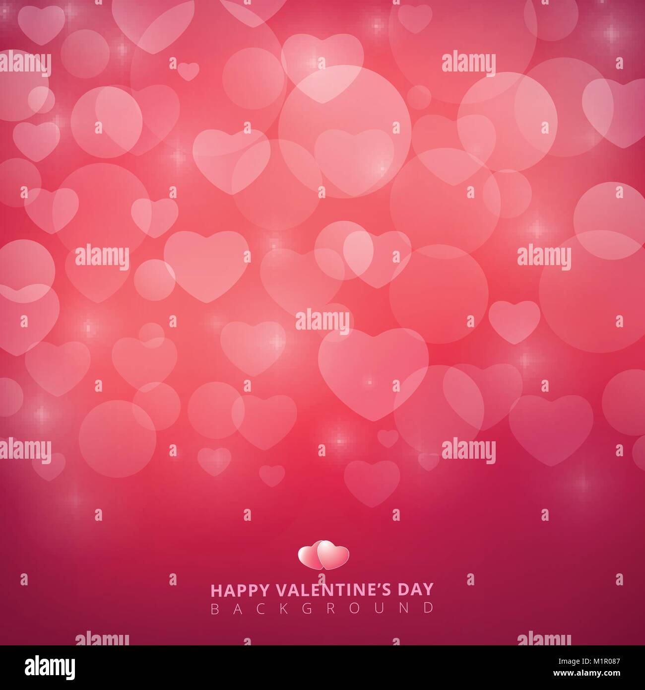 Happy valentines day with shining heart bokeh on pink background ...