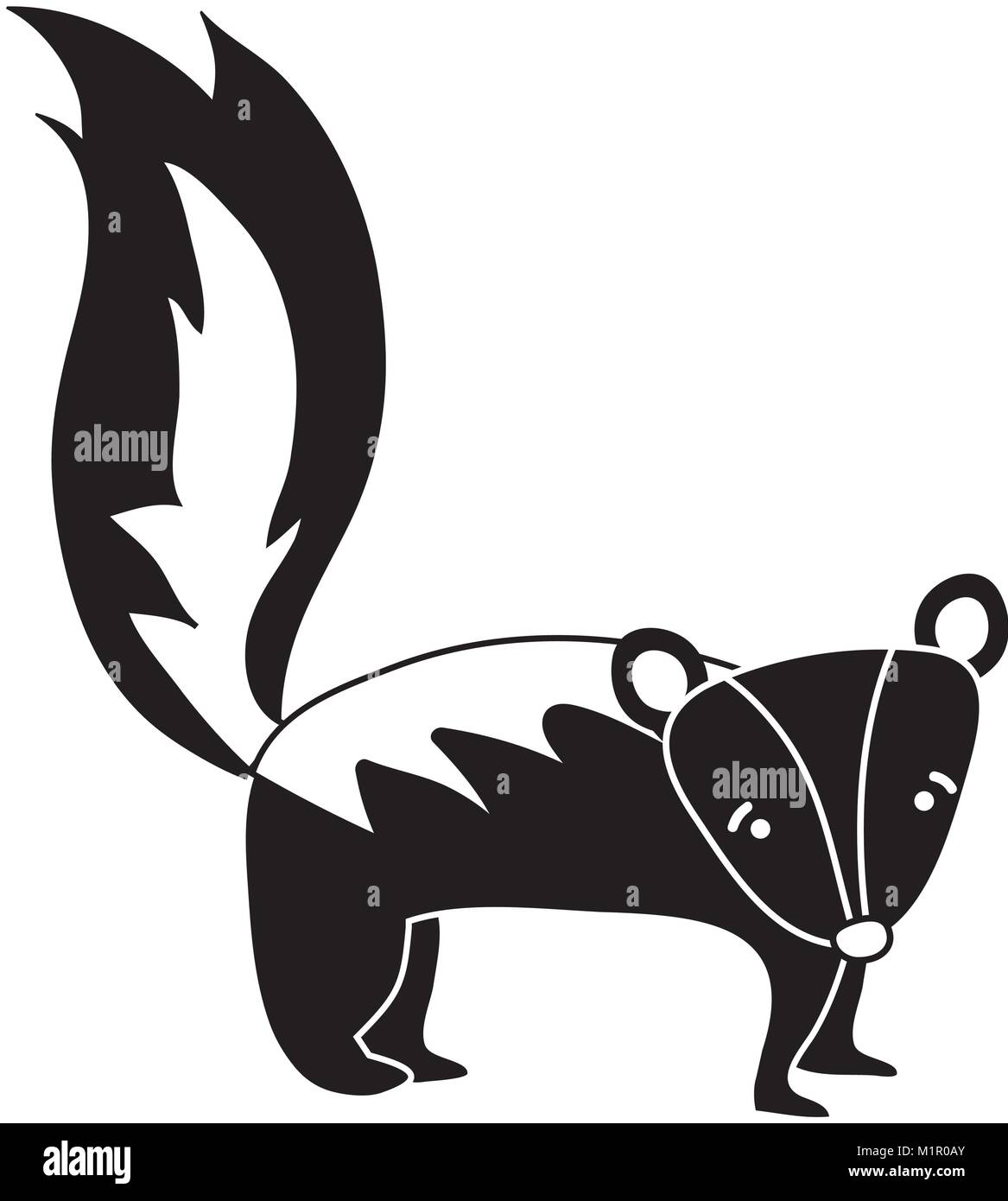 silhouette cute and sad skunk wild animal Stock Vector Image & Art - Alamy