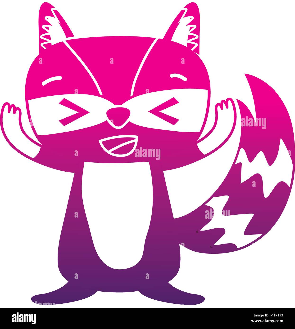 color silhouette cute and glad raccoon wild animal Stock Vector Image ...